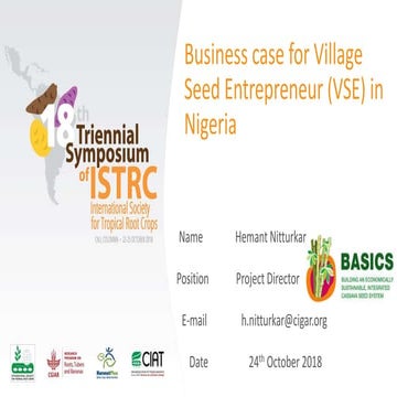 Seed Entrepreneurship Biz Case ISTRC, Columbia 2018 | PPT