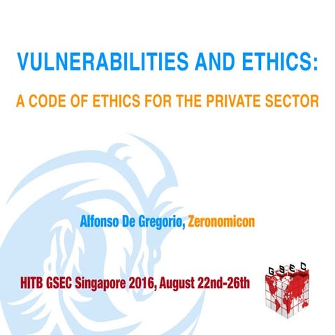 Vulnerabilities and their Surrounding Ethical Questions: A Code of ...