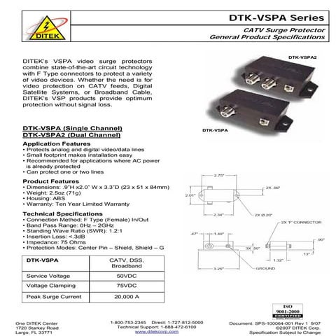 Ditek VSPA Data Sheet | PDF