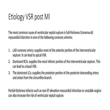 mechanism of ventricular septal rupture ppt | PPTX