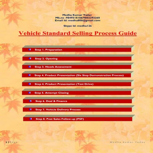 Vehicle Standard Selling Process Guide | PDF