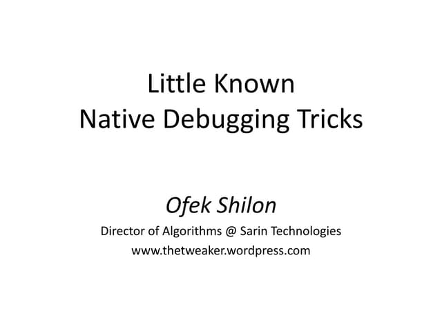 Vs Debugging Tricks Ppt 3141