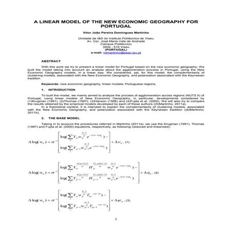 A LINEAR MODEL OF THE NEW ECONOMIC GEOGRAPHY FOR | PDF