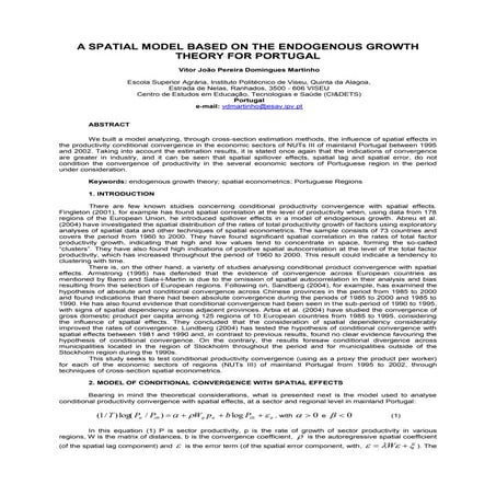 A SPATIAL MODEL BASED ON THE ENDOGENOUS GROWTH | PDF