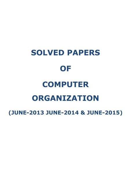 Vtu 4th Sem Cse Computer Organization Solved Papers Of June 2013 June