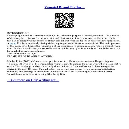 Vumatel Brand Platform | PDF