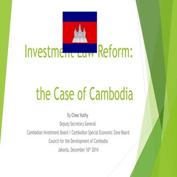 HE Chea Vuthy, Cambodian Investment Board, 2014 ASEAN-OECD Investment ...