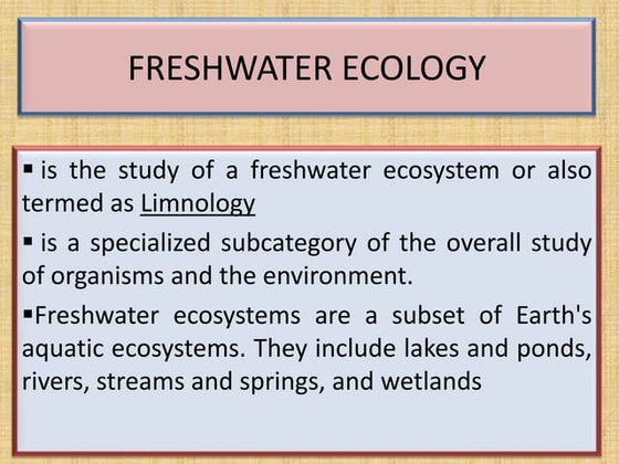 Types of water body : Freshwater body | PDF