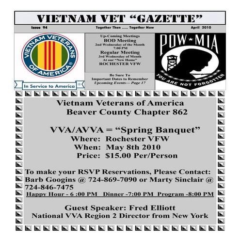 VVA chapter 862 April 2010 newsletter | PDF | Business and Finance