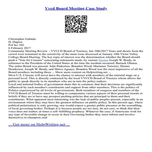 Vvcd Board Meeting Case Study | PDF