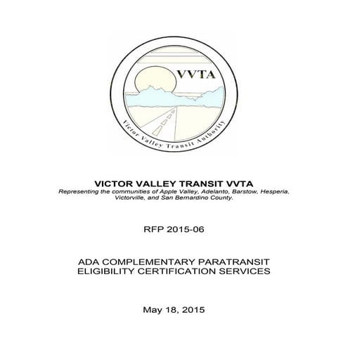 VVTA RFP 2015-06: ADA Complementary Paratransit Eligibility ...