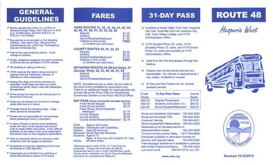 VVTA Bus Route 54 - Victorville West Bus Schedule | PDF