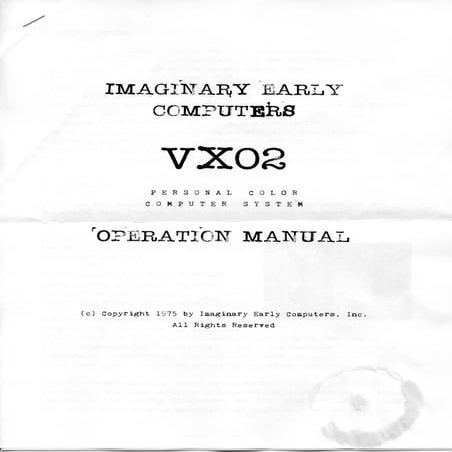 Vx02 Operation Manual | PDF