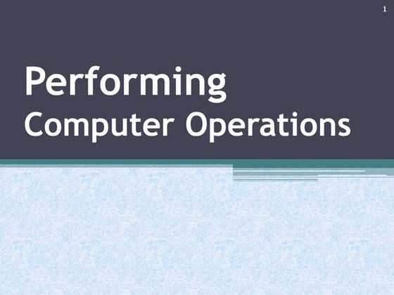 Performing Computer Operations (PCO) | PDF