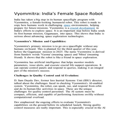 Vyommitra: India's Female Space Robot.pdf