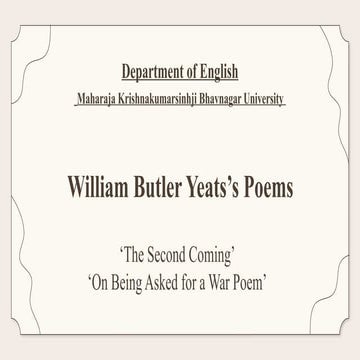 William Butler Yeats’s introduction&poems | PPTX