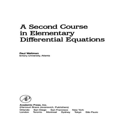 [W]-REFERENCIA-Paul Waltman (Auth.) - A Second Course in Elementary ...