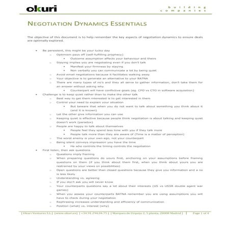 Negotiation dynamics essentials | PDF
