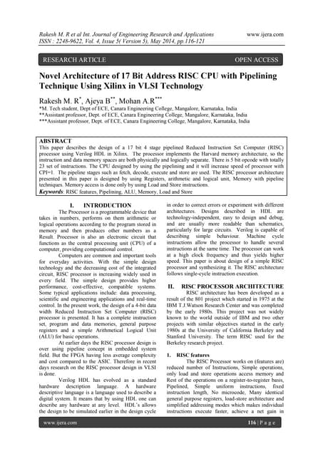Design And Analysis Of A 32 Bit Pipelined Mips Risc Processor Pdf 8141