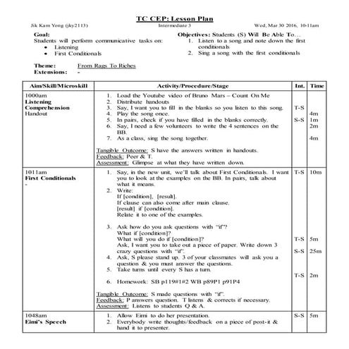2016 Spring TC CEP I3 - W7D3 Lesson Plan | PDF