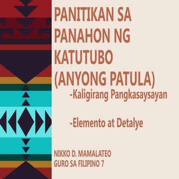 Panitikan sa Panahon ng Katutubo (Anyong Patula) - Kaligirang ...