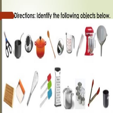 Cookery 7/8 Lesson 1: Basic Kitchen Tools and Equipment | PPTX