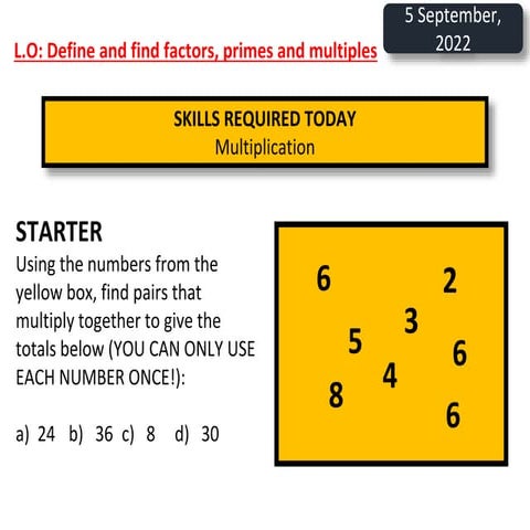 Factors, multiples and primes | PPTX