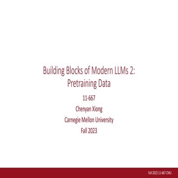 Building Blocks of Modern LLMs 2: Pretraining Data | PDF