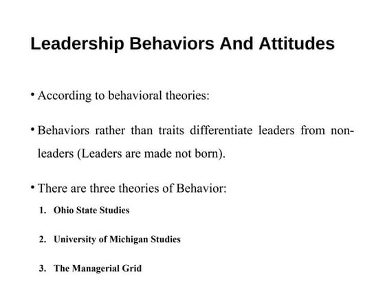 Ohio & Michigan state theories of leadership | PPTX | Business ...