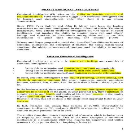 W3 lesson notes emotional intelligence | PDF