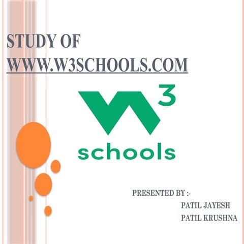 Power point presentation about the study of w3 school | PPTX