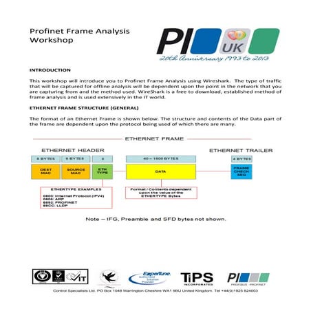 W4 profinet frame analysis handout, peter thomas | PDF