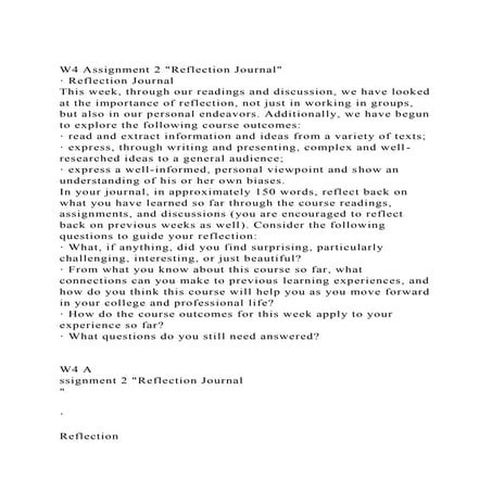 W4 Assignment 2 Reflection Journal· Reflection JournalThis w.docx