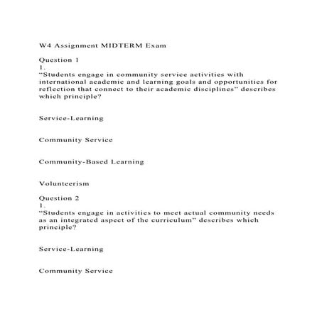 W4 Assignment MIDTERM ExamQuestion 1 1. Students engage i.docx