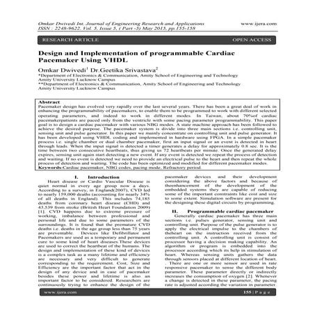 Design and Implementation of programmable Cardiac Pacemaker Using VHDL | PDF