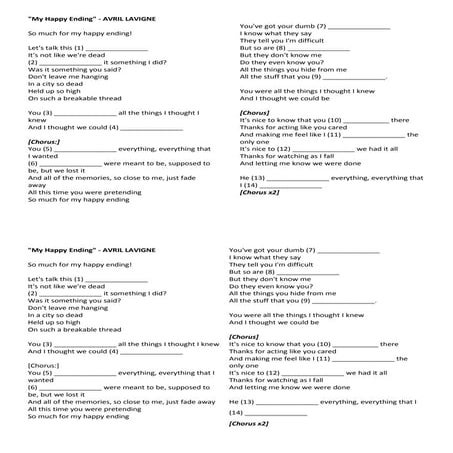 W6 My Happy Ending Verbo To Be Simple Past | PDF