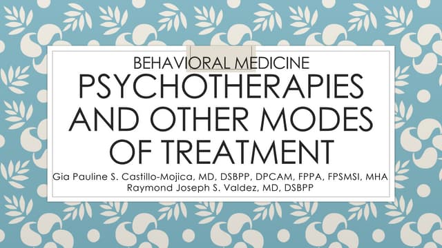 Psychotherapy ppt. | PPTX