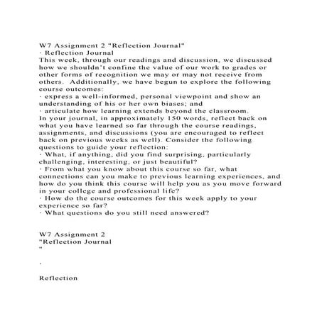 W7 Assignment 2 Reflection Journal· Reflection JournalThis w.docx