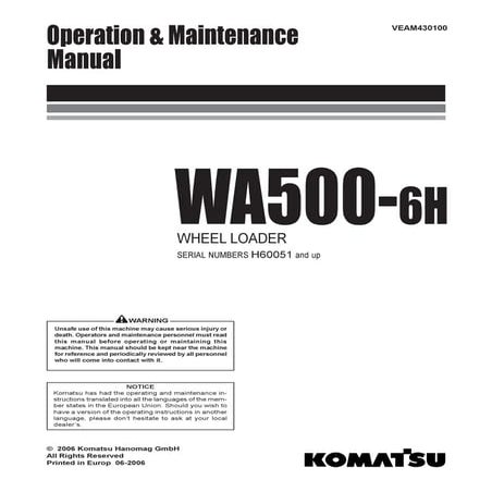 Wa500 6 h-h60051-english-o-and-m | PDF