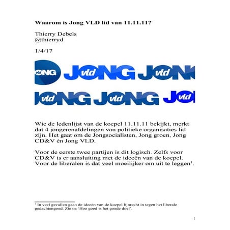 Waarom is Jong VLD lid van 11.11.11? | DOC