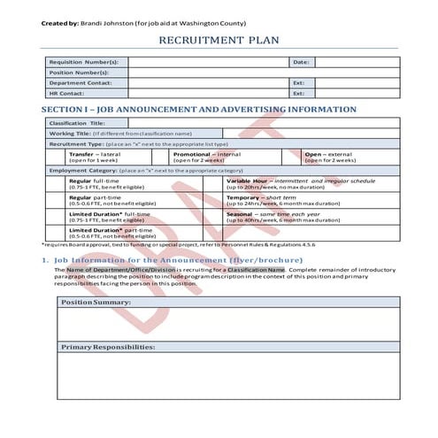 Recruitment Plan Template | DOCX