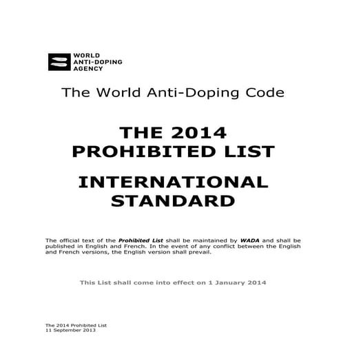 Wada prohibited-list-2014-en | PDF