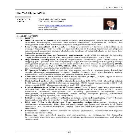 Dr. Wael Aziz CV | PDF