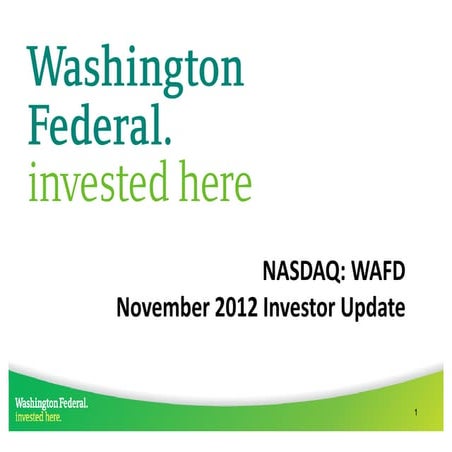 Washington Federal Investor Presentation | PDF | Stocks and Bonds ...
