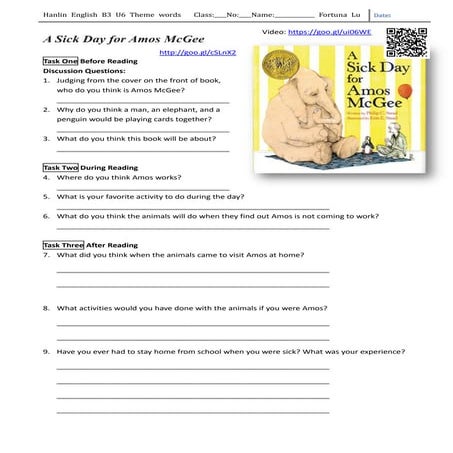 04 3 hanlin english b3 u6 theme words picture book a sick day for amos ...