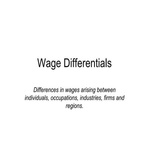 Wage Differentials | PPT