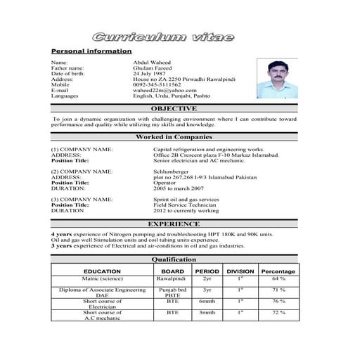 Waheed cv | PDF