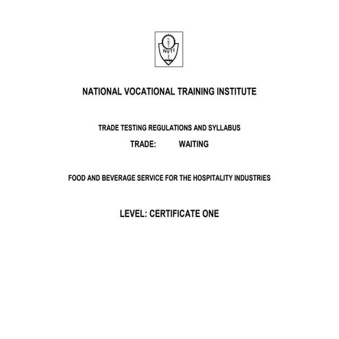 TRADE TESTING REGULATIONS AND SYLLABUS | PDF