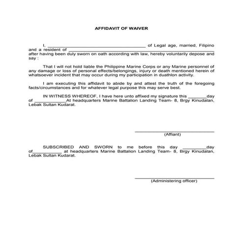 Waiver duathlon | DOCX | Law