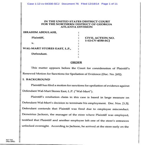 Wal-Mart Sanctions Order | PDF